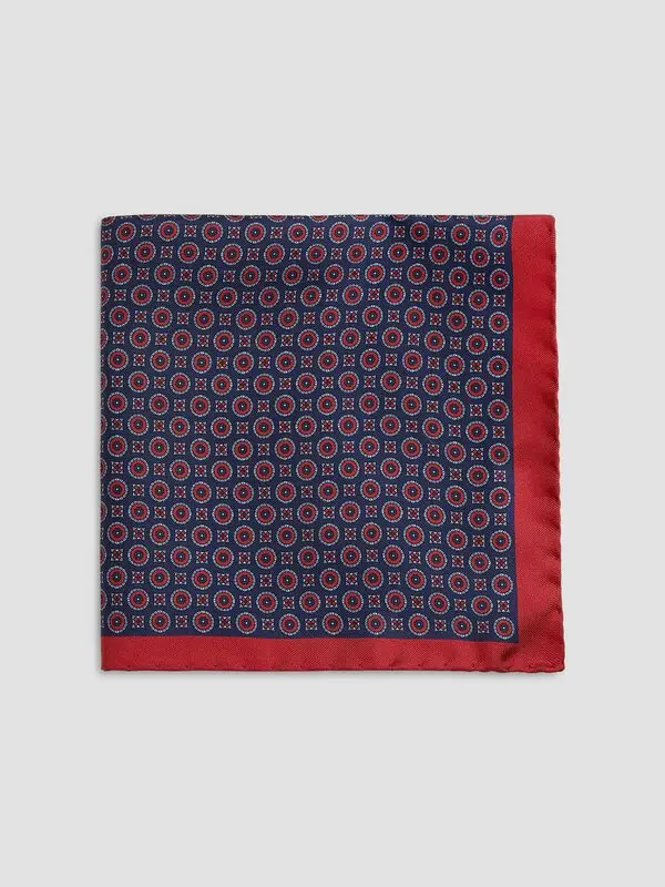 SAKS FIFTH AVENUE Collection Circles & Squares Silk Pocket Square - Red