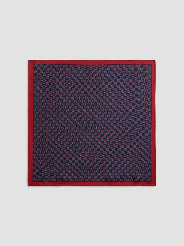 SAKS FIFTH AVENUE Collection Circles & Squares Silk Pocket Square