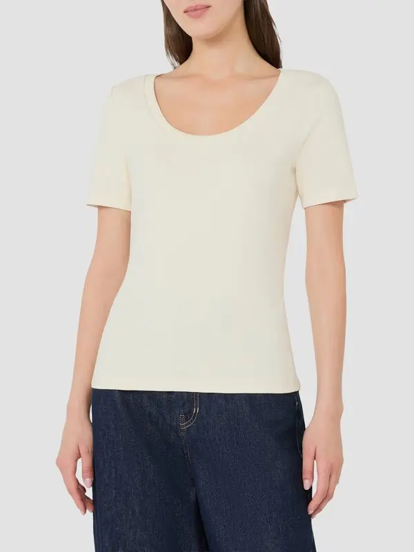 Max Mara Fine Rib Knit Jersey T-shirt - Ivory