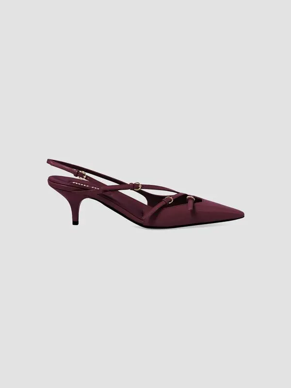 Miu Miu Patent Leather Slingbacks With Buckles - Red