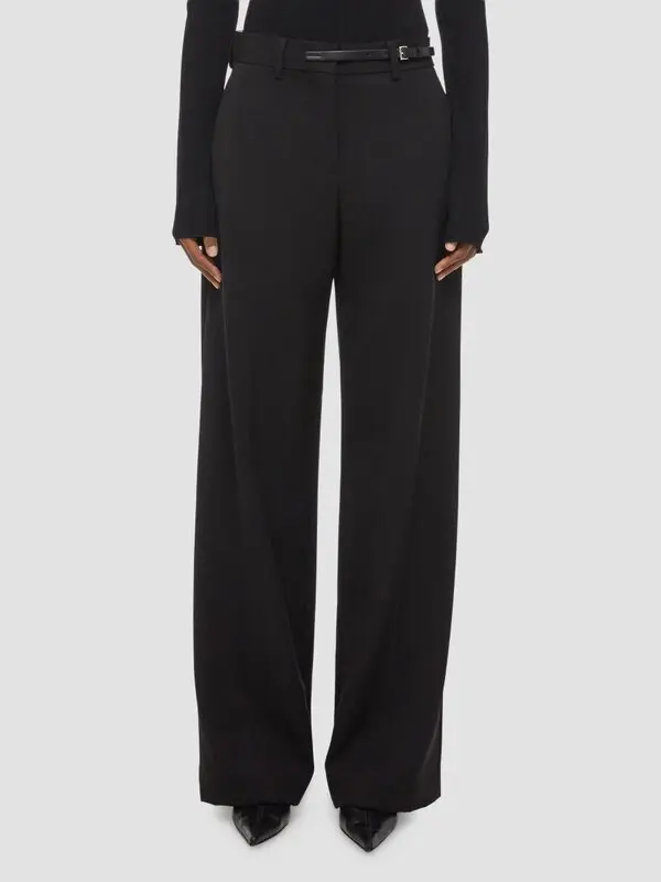 Helmut Lang Belted Wool Gabardine Trousers