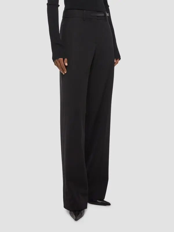 Helmut Lang Belted Wool Gabardine Trousers