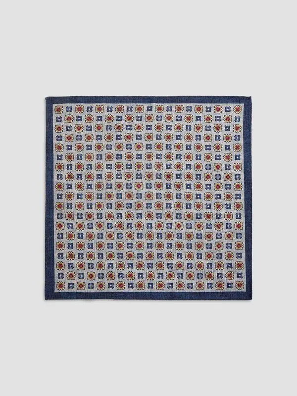 SAKS FIFTH AVENUE Collection Floral Silk Pocket Square - Grey