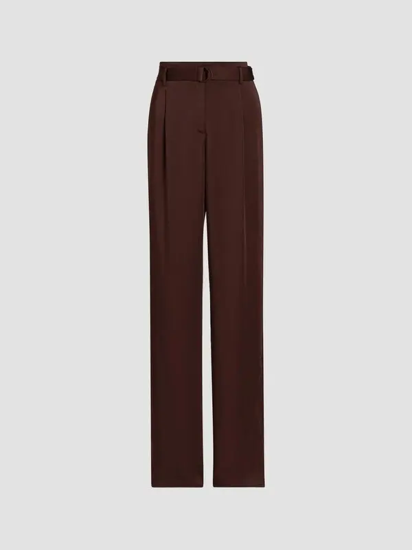 Lapointe Lightweight Satin High-rise Belted Pants