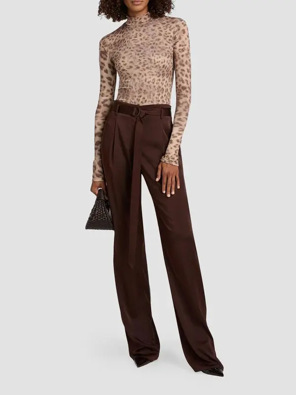 Lapointe Lightweight Satin High-rise Belted Pants