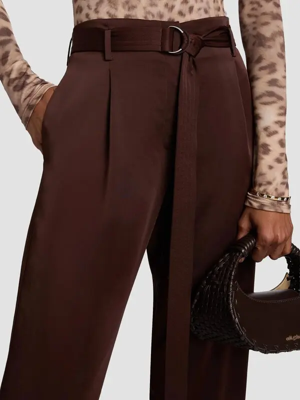 Lapointe Lightweight Satin High-rise Belted Pants