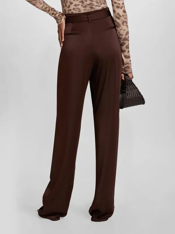 Lapointe Lightweight Satin High-rise Belted Pants