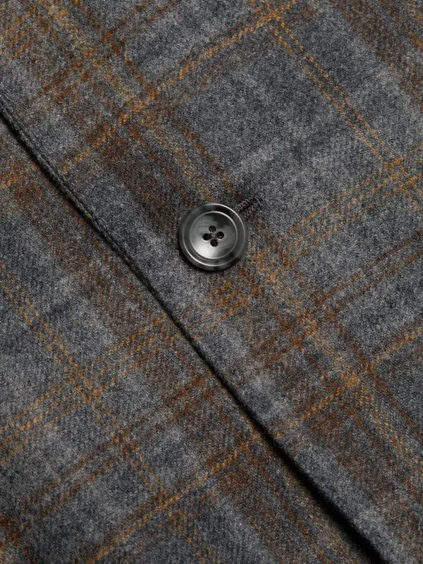 SAKS FIFTH AVENUE Collection Plaid Wool Sport Coat - Brown Grey
