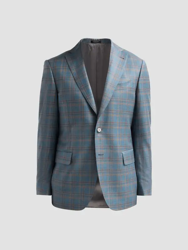 SAKS FIFTH AVENUE Collection Plaid Wool Sport Coat - Teal