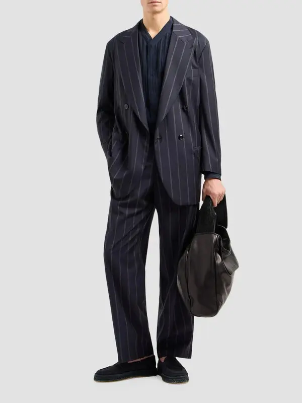 Giorgio Armani Fashion Pinstripe Virgin Wool Suit