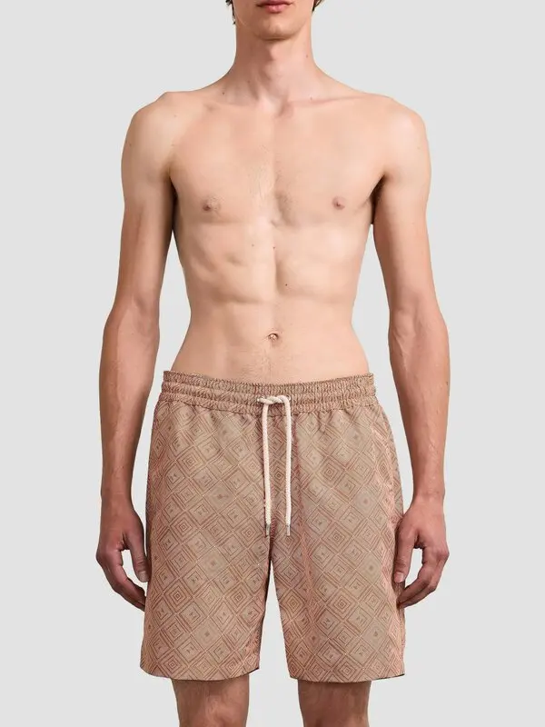 Frescobol Carioca Santos Madeira Printed Swim Shorts - Copper