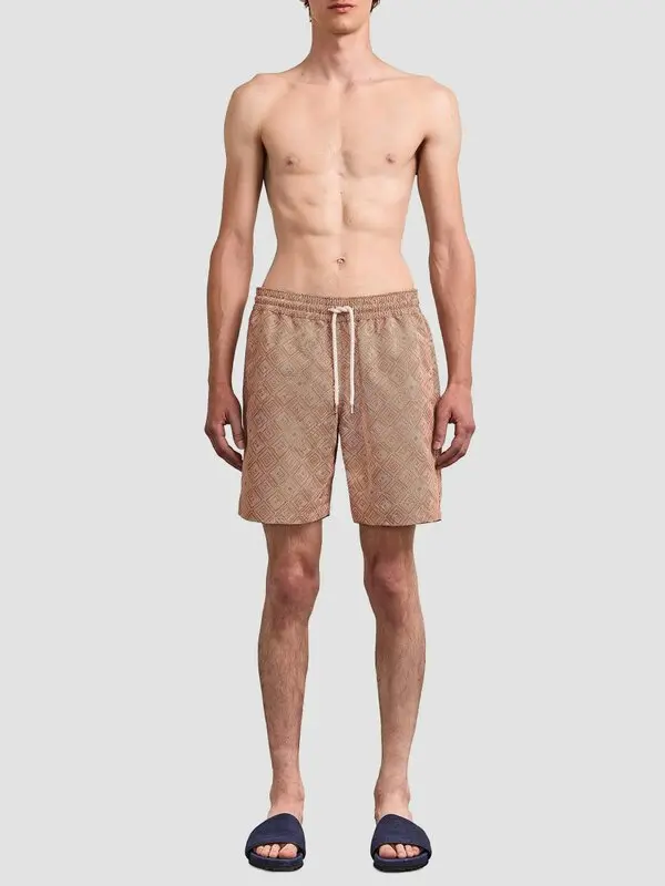 Frescobol Carioca Santos Madeira Printed Swim Shorts
