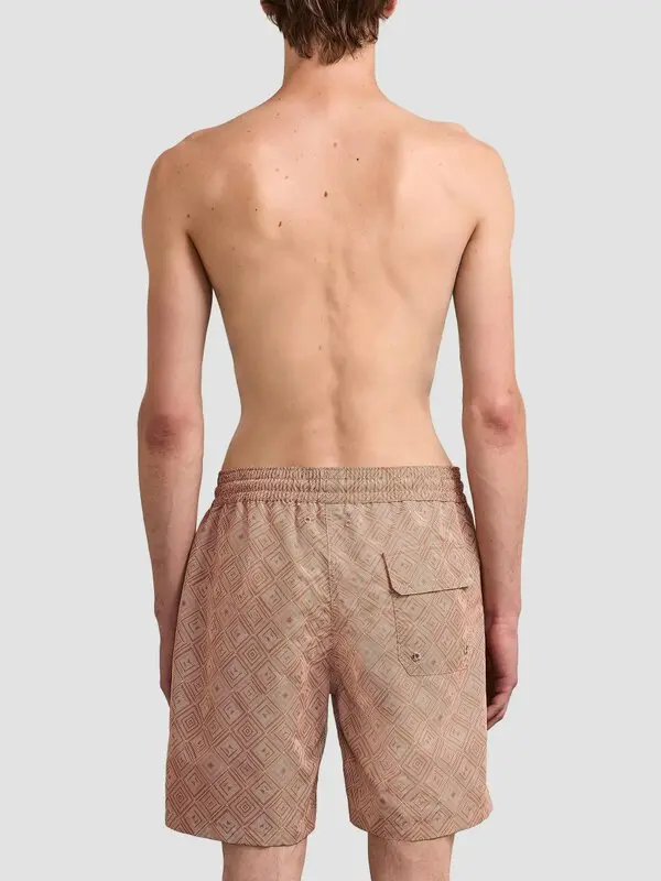 Frescobol Carioca Santos Madeira Printed Swim Shorts