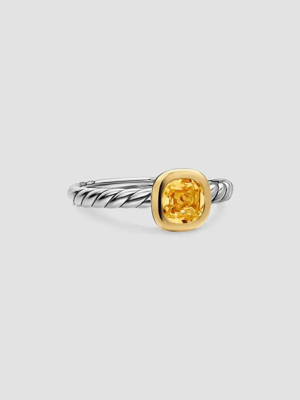 David Yurman Dy Mercer Color Cable Ring In Sterling Silver - Citrine