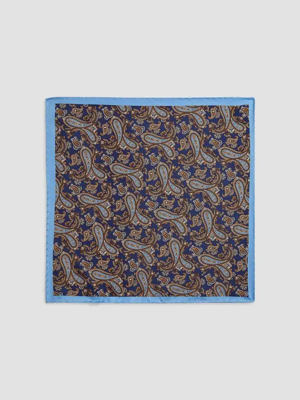 SAKS FIFTH AVENUE Collection Paisley Silk Pocket Square - Blue