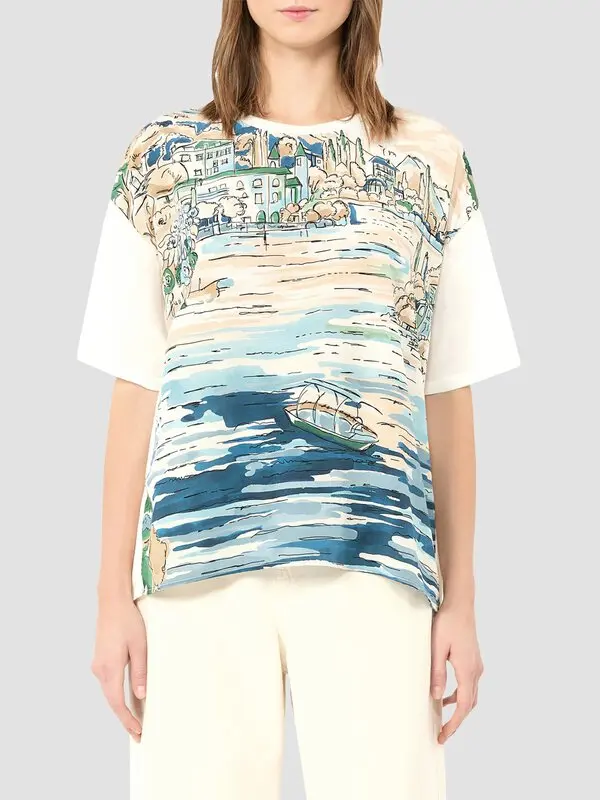 Max Mara Jersey And Printed Silk T-shirt