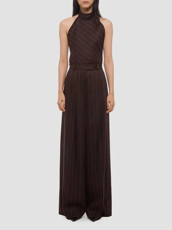 Helmut Lang Pinstripe Linen-blend Wide-leg Pants
