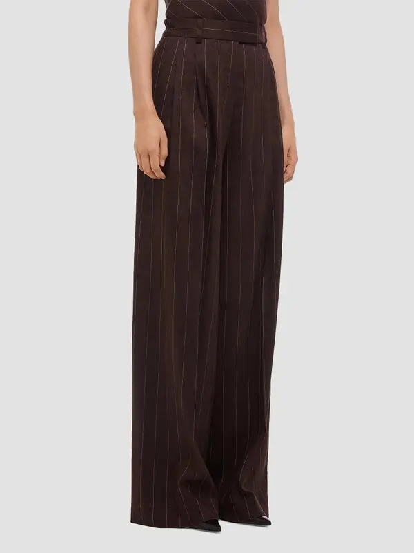 Helmut Lang Pinstripe Linen-blend Wide-leg Pants