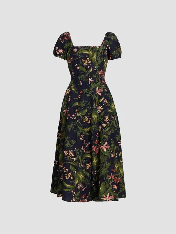 Paige Lindi Silk-linen Midi-dress