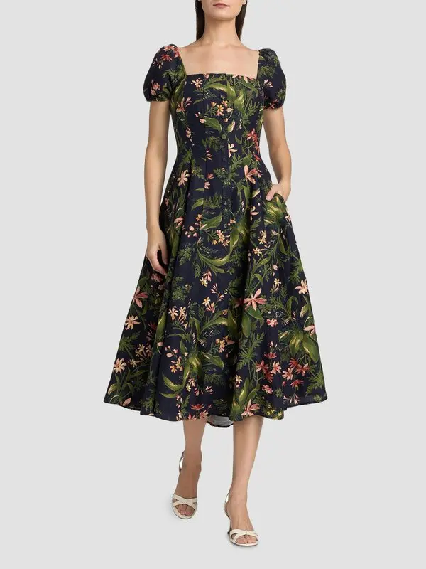 Paige Lindi Silk-linen Midi-dress