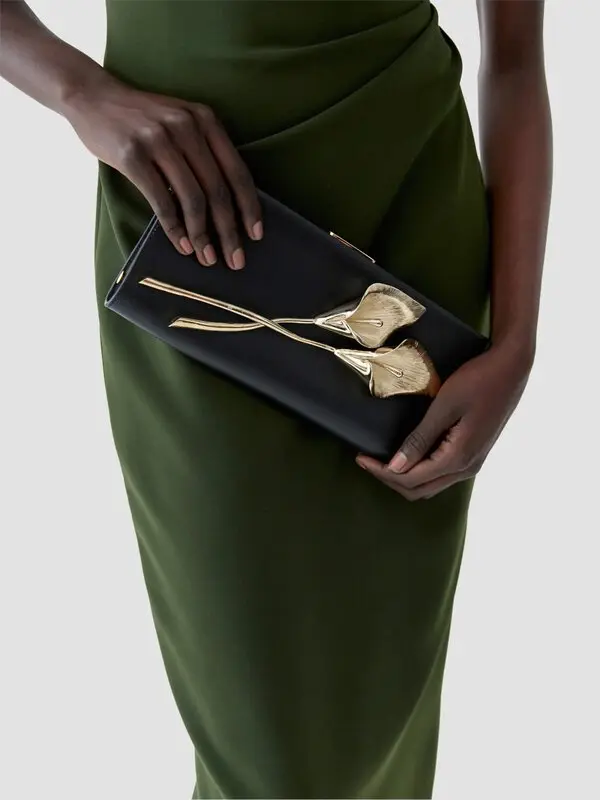 Carolina Herrera Pats Calla Lily Leather Clutch