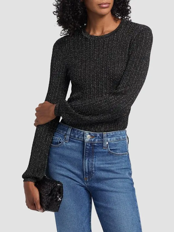 Paige Adela Metallic Rib-knit Sweater