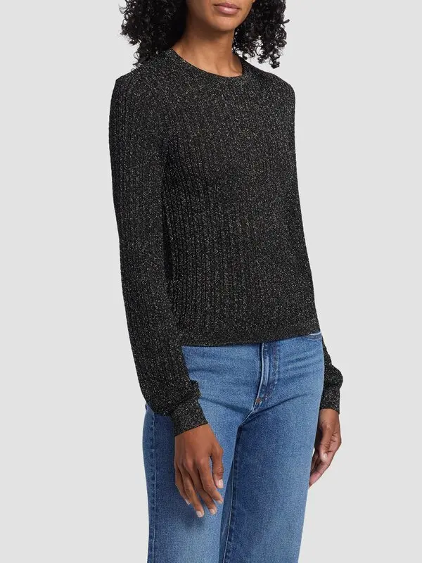 Paige Adela Metallic Rib-knit Sweater