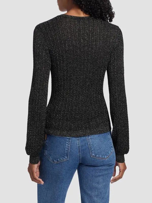 Paige Adela Metallic Rib-knit Sweater