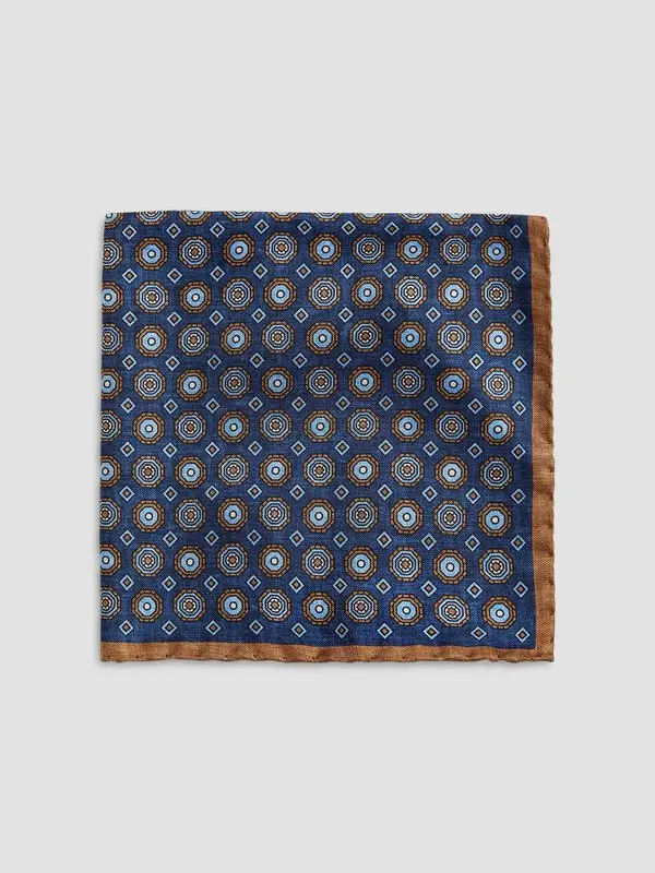 SAKS FIFTH AVENUE Collection Octagon Silk Pocket Square - Navy