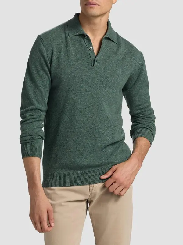 SAKS FIFTH AVENUE Collection Cashmere Long-sleeve Polo Sweater