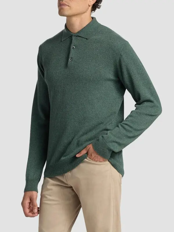 SAKS FIFTH AVENUE Collection Cashmere Long-sleeve Polo Sweater