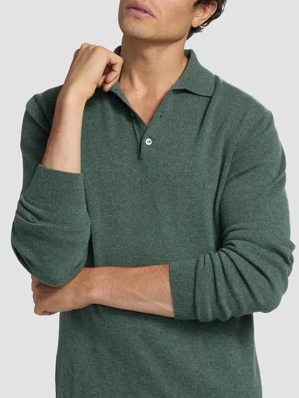 SAKS FIFTH AVENUE Collection Cashmere Long-sleeve Polo Sweater