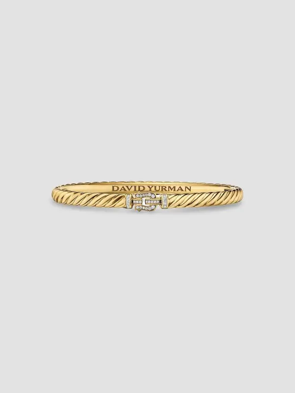 David Yurman Sculpted Cable Buckle Bracelet In 18k Yellow Gold - Diamond
