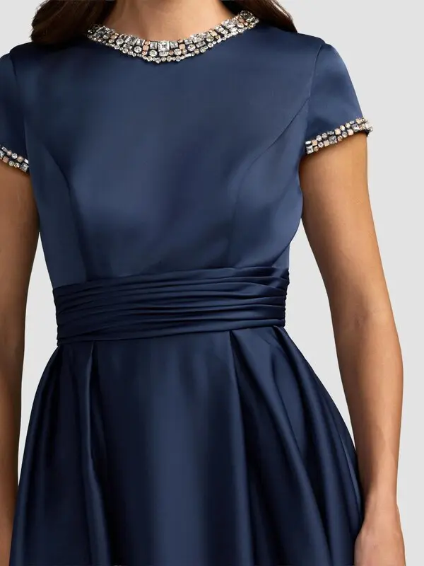 Mac Duggal Embellished Satin Cap-sleeve Gown - Midnight