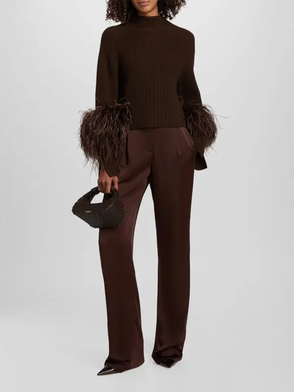 Lapointe Merino Wool Feather-trimmed Sweater