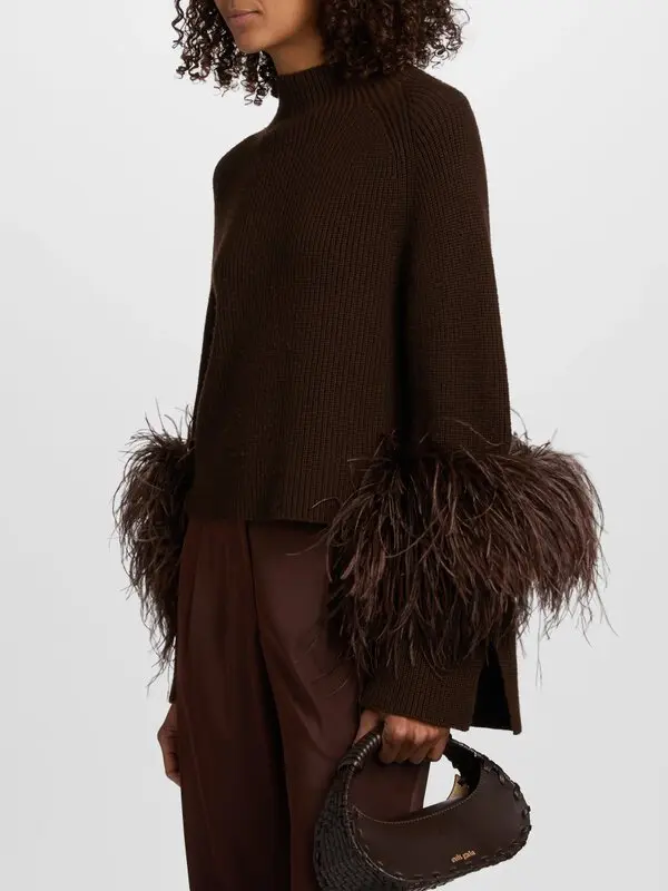 Lapointe Merino Wool Feather-trimmed Sweater