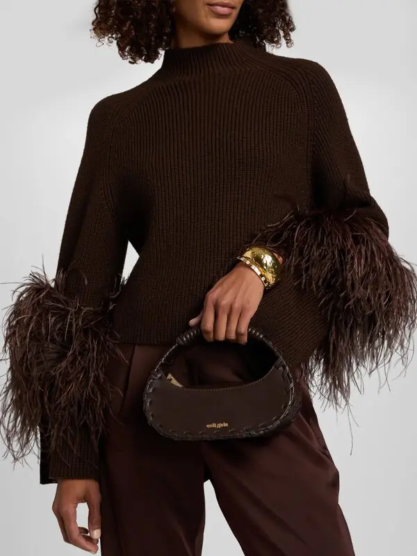 Lapointe Merino Wool Feather-trimmed Sweater