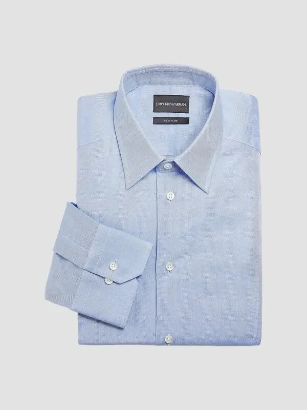 Emporio Armani Birdseye Solid Cotton Shirt