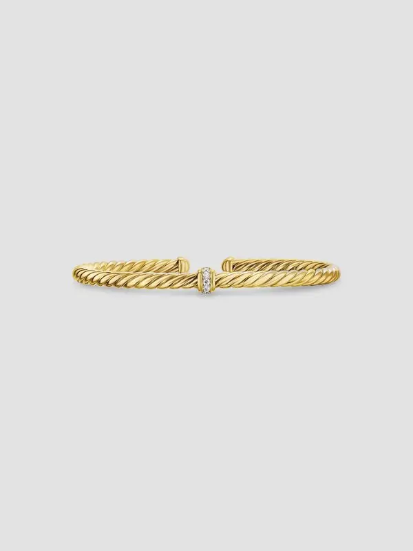 David Yurman Cablespira Flex Station Bracelet In 18k Yellow Gold - Diamond