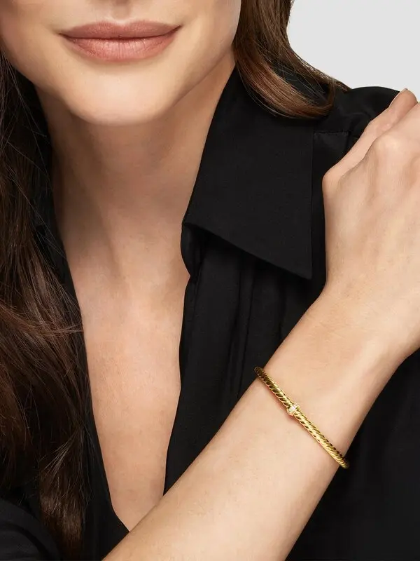 David Yurman Cablespira Flex Station Bracelet In 18k Yellow Gold