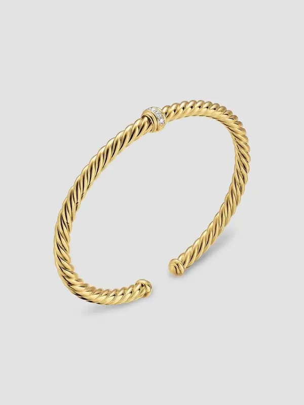 David Yurman Cablespira Flex Station Bracelet In 18k Yellow Gold