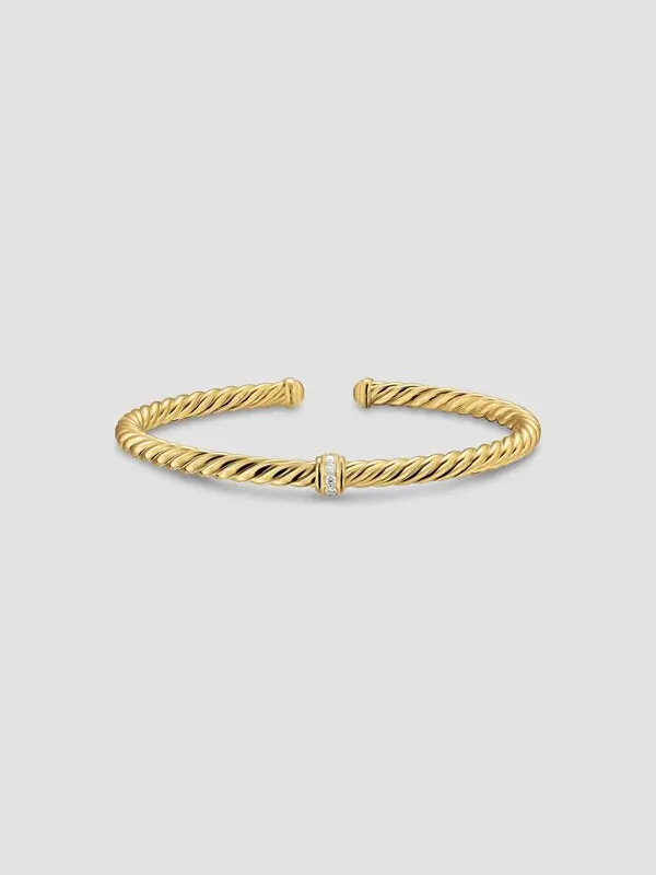 David Yurman Cablespira Flex Station Bracelet In 18k Yellow Gold