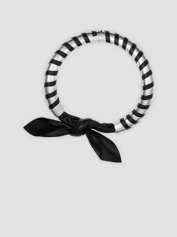 Givenchy Chain Bow Torque Necklace In Metal And Leather