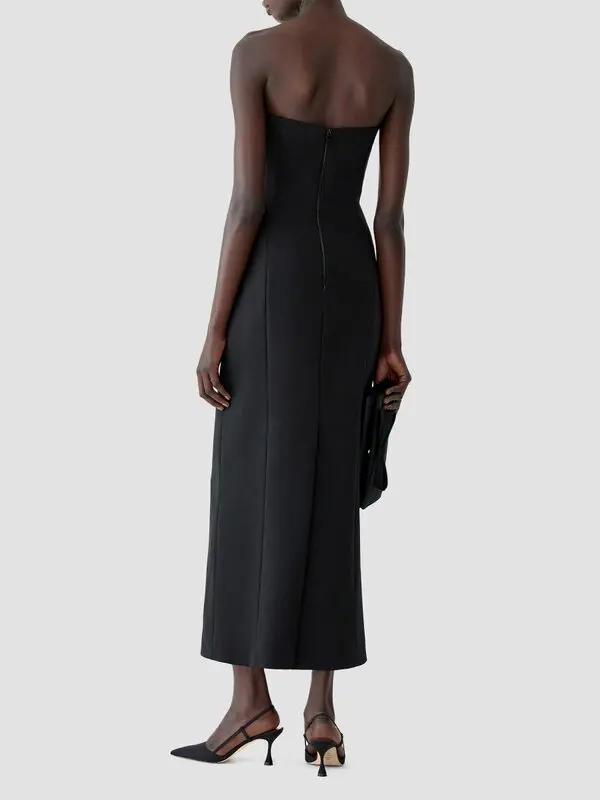 Carolina Herrera Floral Brooch-detailed Stretch Wool Gown