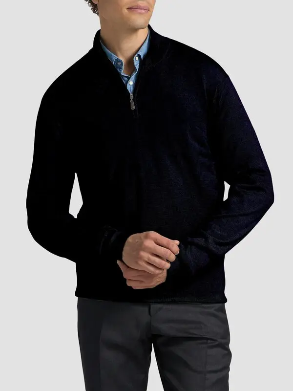 SAKS FIFTH AVENUE Wool-cashmere Quarter-zip Sweater