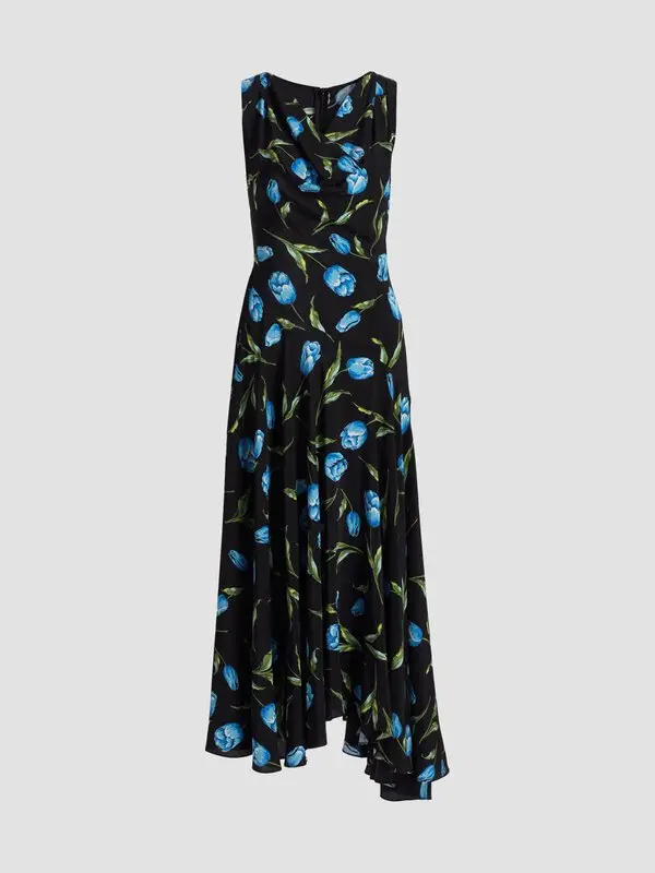 RODARTE Tulip Silk Crepe Asymmetrical Midi-dress