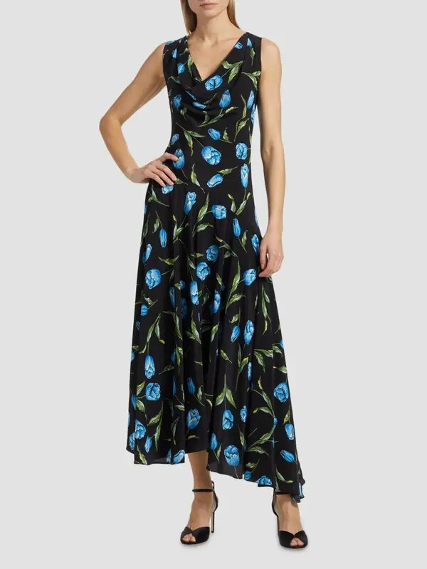 RODARTE Tulip Silk Crepe Asymmetrical Midi-dress