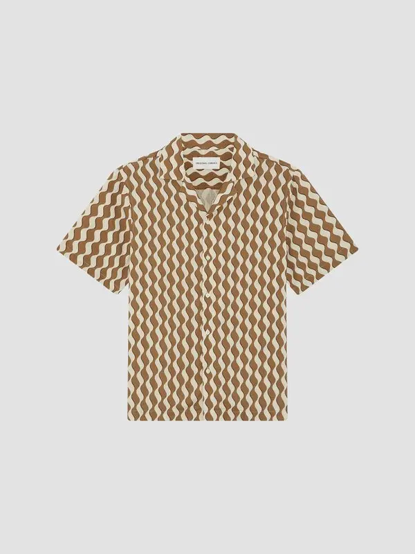 Frescobol Carioca Roberto Listra Print Linen Shirt - Brown