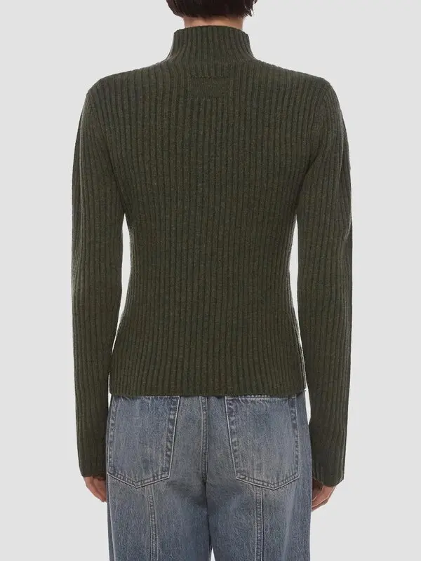 Helmut Lang Rib-knit Wool Sweater - Thyme