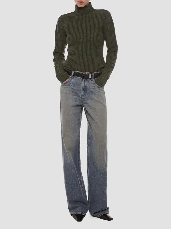 Helmut Lang Rib-knit Wool Sweater - Thyme